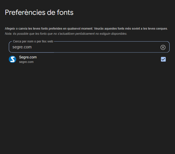 Com activar diari SEGRE a la nova actualització de Preferència de Fonts ...